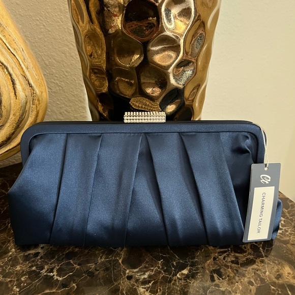 Charming Taylor | Bags | Charming Taylor Nwt Blue Pleated Satin Handbag ...